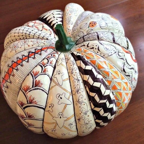 how to draw a zentangle pumpkin